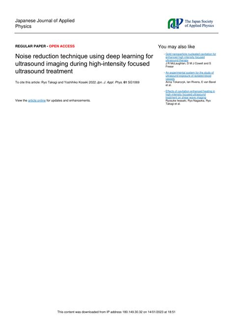 Pdf Noise Reduction Technique Using Deep Learning For Ultrasound