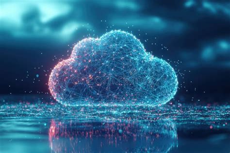 Digital Network Connections In Cloud Shaped Structure Symbolizing Cloud Computing And Data