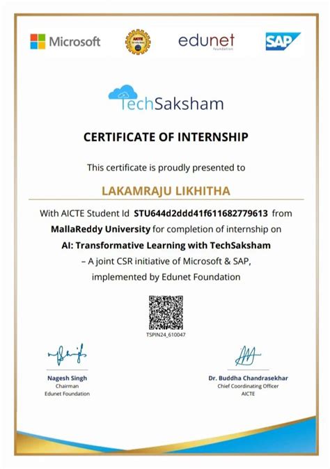Artificialintelligence Techsaksham Microsoft Sap Edunetfoundation… Likhitha Lakamraju