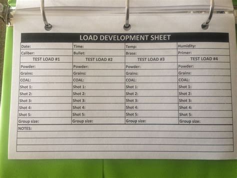 Printable Reloading Data Sheet Pdf