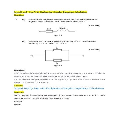 The Complex Impedance Cartesian Form Approximately
