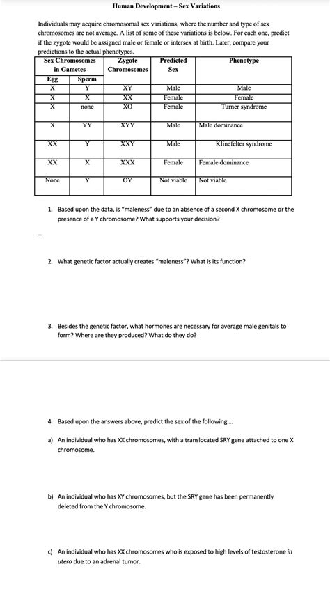 Solved Human Development Sex Variations Individuals May Chegg Com
