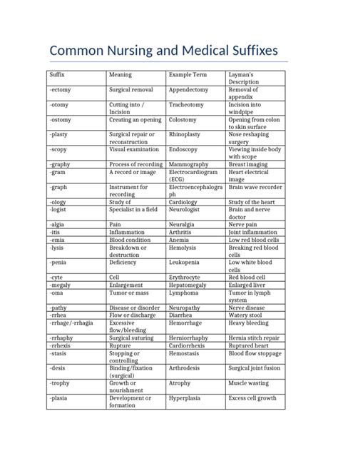 Essential Medical Suffixes Explained Pdf Lymphatic System Surgery
