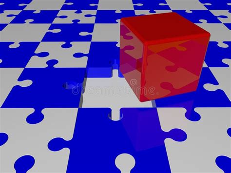 Red Cube On Puzzle Background Stock Illustration Illustration Of Connect Success