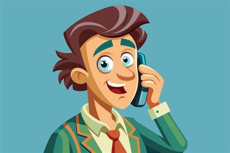 An Adult Character Smiles And Talks On The Phone Showcasing A Lively And Cartoonish Style