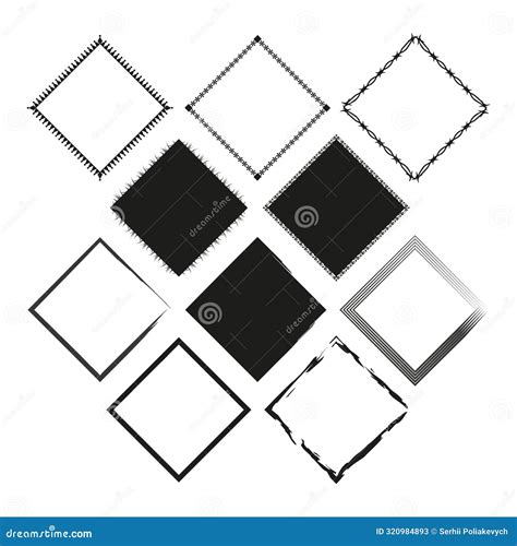 Decorative Square Frames Black And White Various Styles Vector Design Elements Stock Vector