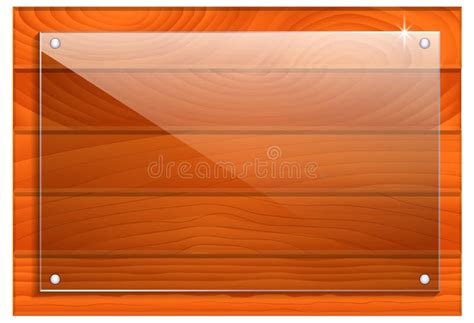 Glass Plaque On Wooden Background Eps Vector Stock Illustration
