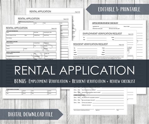 Rental Application Template Residential Tenant Application Screening