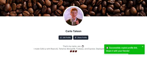 Cafe Ly User Manual Sharing Your Profile