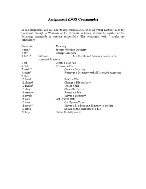 Dos Commands Assignment Guide Pdf