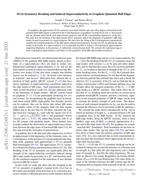 Pdf Su4 Symmetry Breaking And Induced Superconductivity In Graphene