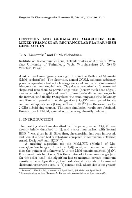 Pdf Contour And Grid Based Algorithm For Mixed Triangular Rectangular Planar Mesh Generation