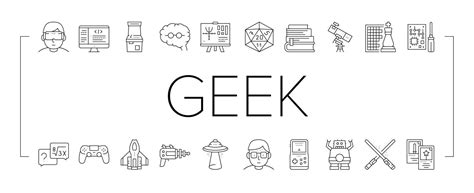 Geek Nerd And Gamer Collection Icons Set Vector 18996284 Vector Art At Vecteezy