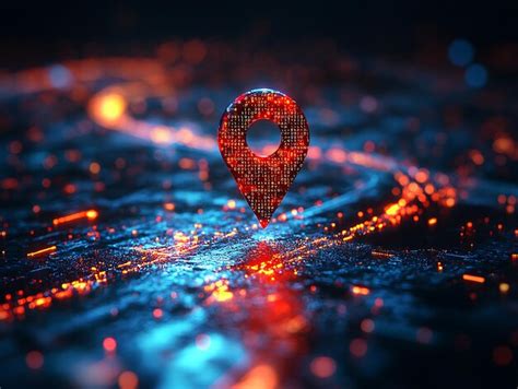 Digital Location Pin Icon With Binary Code Artificial Intelligence In