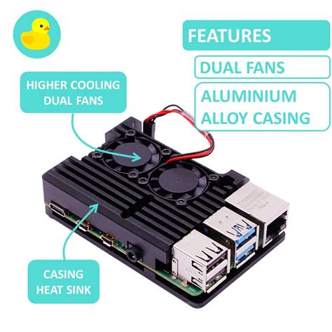 Aluminium Alloy Heat Sink Casing With Dual Cooling Fans For Raspberry Pi 4B Shopee Singapore