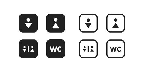 Значок туалета знак туалета толет мужской и женский символ концепции в векторной квартире