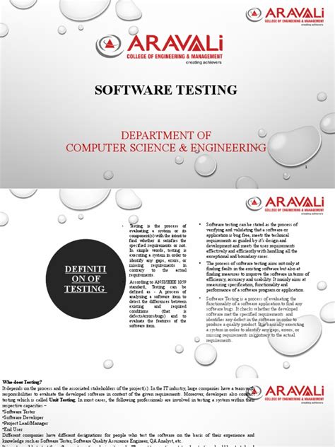 software testing department of computer science and engineering pdf software testing