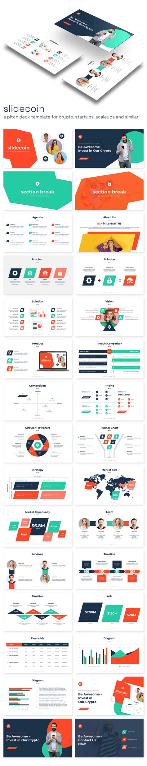Slidecoin Pitch Deck Template For Crypto Startups And Scaleups PowerPoint