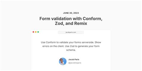 Form Validation With Conform Zod And Remix