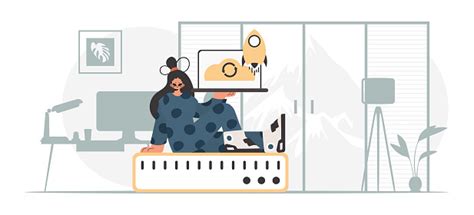 정보 용량 개념의 동기화 및 보안 활기찬 아가씨는 정보 클라우드와 서버를 들고 있습니다 트렌디한 스타일 벡터 일러스트레이션