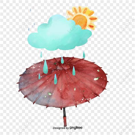 물이 채색 우산 일러스트 벡터삽화만화빨간 우산 Png 일러스트 무료 다운로드 Lovepik