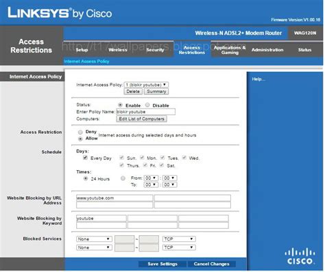 Blokir Website Melalui Router Merk Linksys