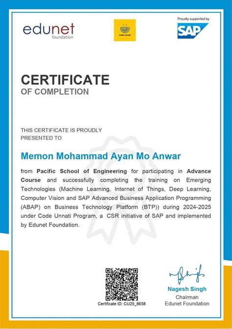 Sap Codeunnati Emergingtechnologies Machinelearning Iot Deeplearning Ayan Memon