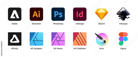 Graphic Design Software Logo Set Adobe Illustrator Photoshop