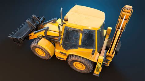 3d Backhoe Loader Pbr Model Turbosquid 2132365