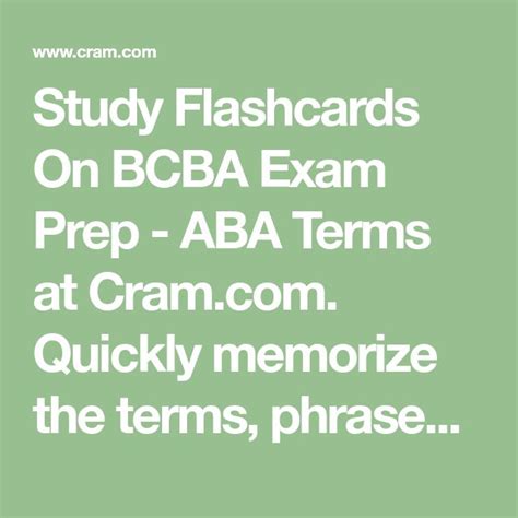 Bcba Exam Prep Aba Terms Flashcards