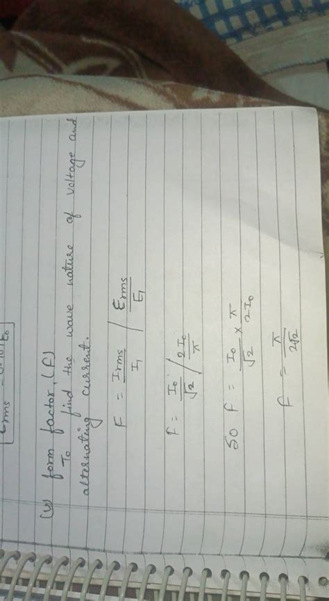 U Form Factor F To Find The Wave Nature Of Voltage And Alternating C