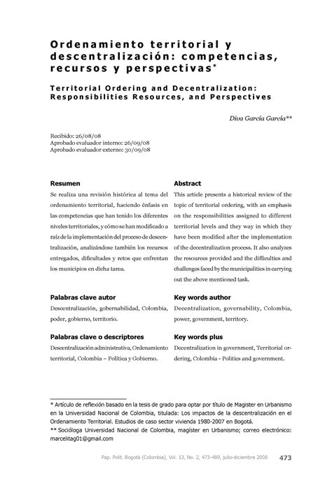 Planifi Buen Elemento O R D E N A M I E N T O T E R R I T O R I A L Y D E S C E N T R A L I