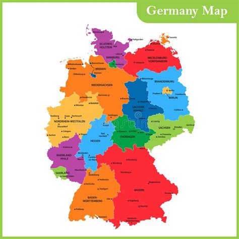 The Detailed Map Of The Germany With Regions Or States And Cities
