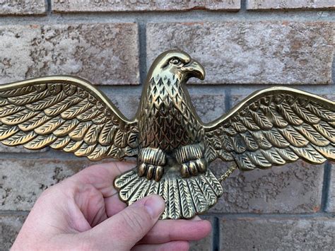 Vintage Solid Brass Eagle Wall Hanging Etsy