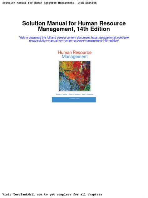 Full Solution Manual For Human Resource Management 14th Edition Pdf