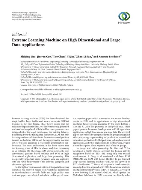 Pdf Extreme Learning Machine On High Dimensional And Large Data Applications