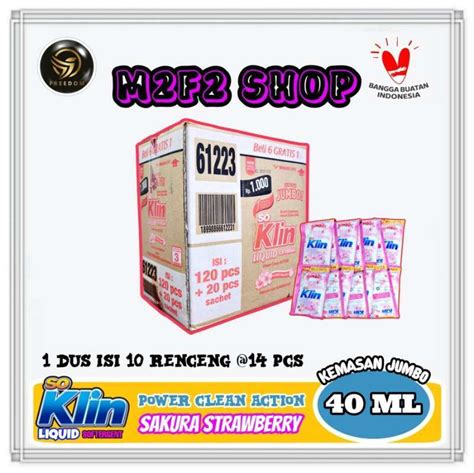 Promo So Klin Liquid Jumbo Softergent Sakura Strawberry Sachet 40 Ml