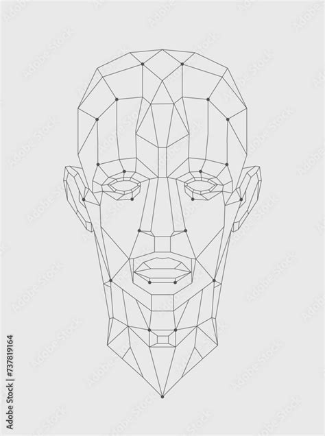 Human Head Created In Low Poly Style Man Face Polygon Light