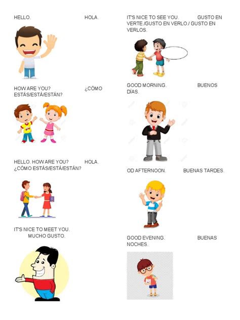 Saludos Y Despedidas En Inglés Para Niños Pdf Cocina Comidas Y Vino
