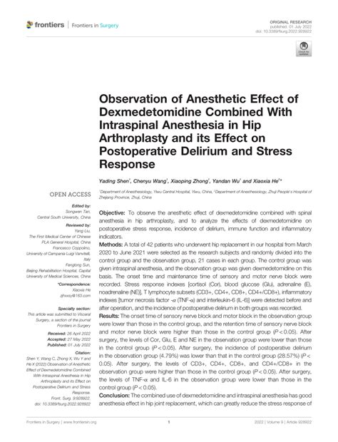 Pdf Observation Of Anesthetic Effect Of Dexmedetomidine Combined With