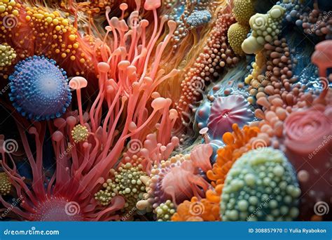 Colorful Microbiome Background Gut Microbiota Microflora Concept