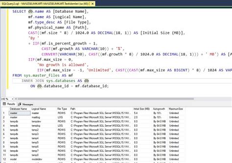 Sql Serverda Tüm Veritabanı Dosyaları Hakkında Detaylı Bilgi Edinmek Sql Server Eğitimleri