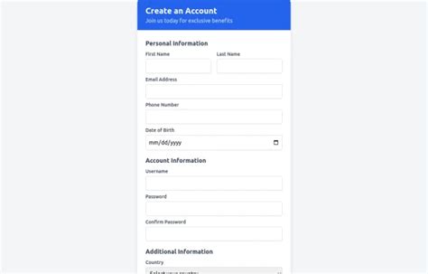 Registration Tailwind Css Example