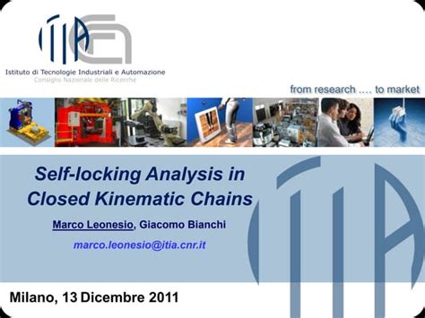 Self Locking Analysis In Closed Kinamatic Chains Pptx
