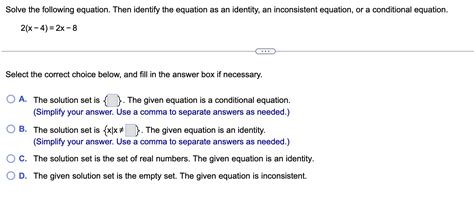 Solved Solve The Following Equation Then Identify The