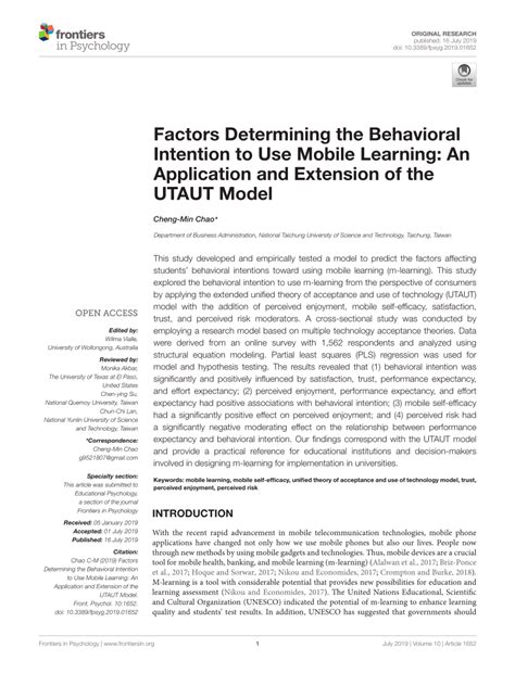 Pdf Factors Determining The Behavioral Intention To Use Mobile
