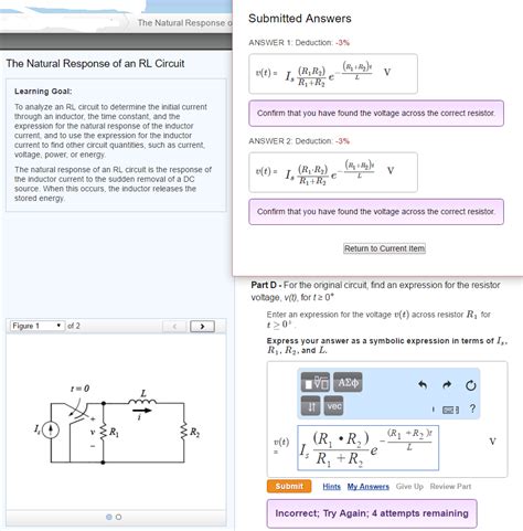 Solved The Natural Response Of An RL Circuit Learning Goal Chegg Com