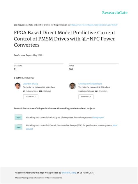 Fpga Based Direct Model Predictive Current Control Of Pmsm Drives With