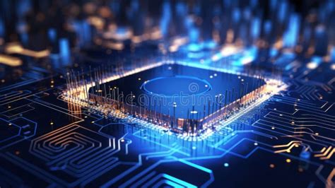 Cpu Processor With Circuit Board Blue Tones Stock Illustration Illustration Of Integrated