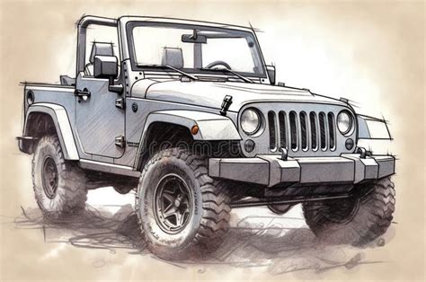 Jeep Drawing Sketch Stock Illustrations 428 Jeep Drawing Sketch Stock